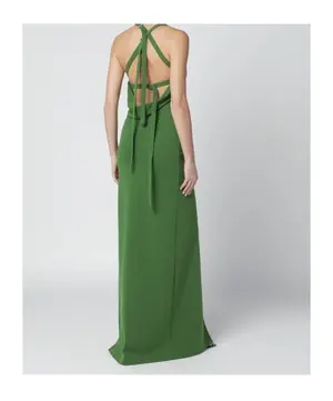 Attico Asymmetrical Neckline Maxi Dress With High Slit
