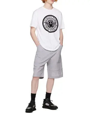 Balmain Logo Cotton Bermuda Shorts
