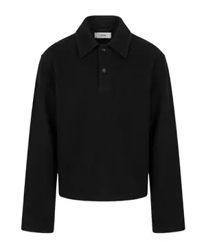 RIER Collared Long-sleeved Polo Shirt - Black
