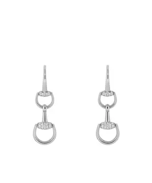 Gucci Horsebit Diamond Drop Earrings - Gray