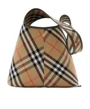 Burberry Check Printed Hobo Bag - Sand-colored