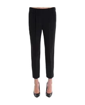 Brunello Cucinelli Cropped Trousers With Elastic Waist - Black