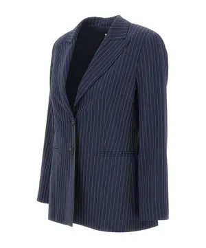 Marella Striped Blazer - Black