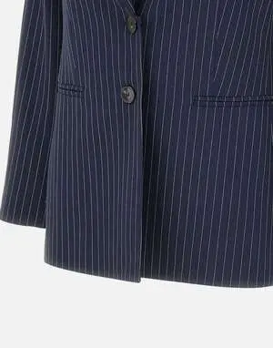 Marella Striped Blazer - Black