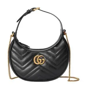 Gucci Gg Marmont Half-moon Mini Bag - Black