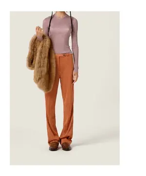 Miu Miu Straight-leg Lurex Pants - Orange