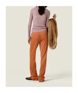 Miu Miu Straight-leg Lurex Pants - Orange