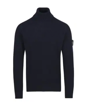 Stone Island Compass Patch Roll Neck Jumper - Blue