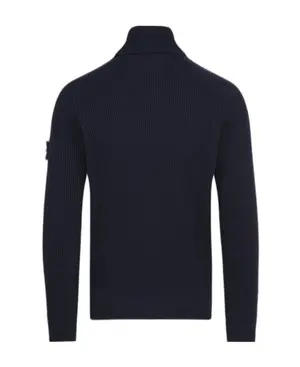 Stone Island Compass Patch Roll Neck Jumper - Blue
