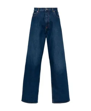 Off-White Logo Patch Wide Leg Jeans
