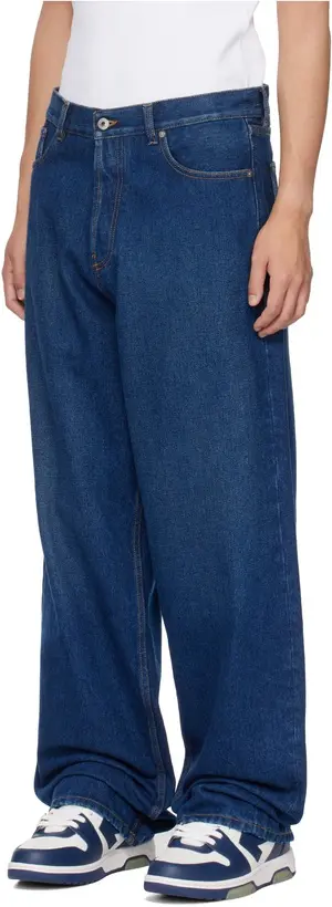 Off-White Logo Patch Wide Leg Jeans