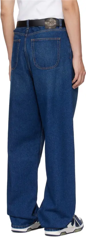 Off-White Logo Patch Wide Leg Jeans