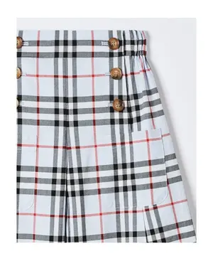 Burberry Plaid Wide-leg Trousers With Button Detail