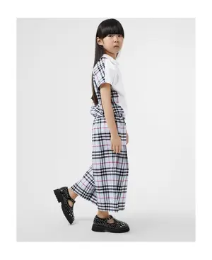 Burberry Plaid Wide-leg Trousers With Button Detail