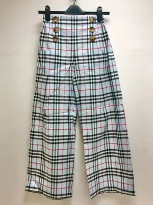 Burberry Plaid Wide-leg Trousers With Button Detail