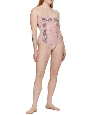 Palm Angels Paisley Print Scoop Neck Swimsuit