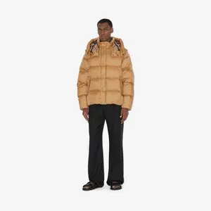 Burberry Padded Long Sleeve Hooded Jacket With Removable Sleeves - Nude