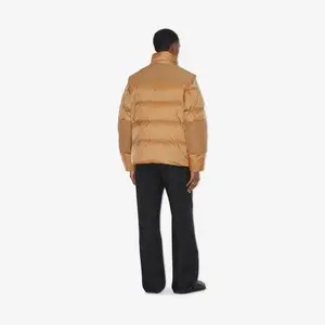 Burberry Padded Long Sleeve Hooded Jacket With Removable Sleeves - Nude