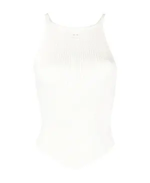 COURREGES Courrèges Rib-knit Pointy Tank Top - White