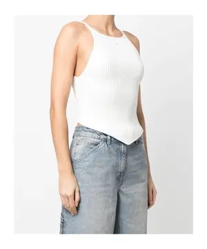 COURREGES Courrèges Rib-knit Pointy Tank Top - White