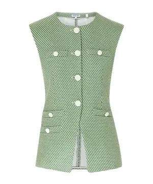 Veronica Beard Round Collar Sleeveless Vest With Pattern