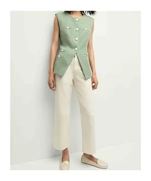 Veronica Beard Round Collar Sleeveless Vest With Pattern