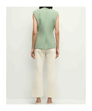 Veronica Beard Round Collar Sleeveless Vest With Pattern