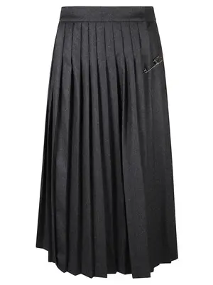 Prada Pleated Wool Flannel Skirt