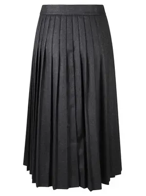 Prada Pleated Wool Flannel Skirt