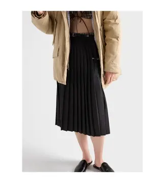 Prada Pleated Wool Flannel Skirt