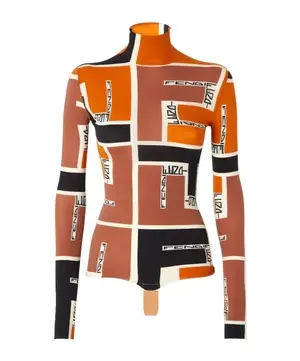 Fendi High-neck Printed Long-sleeve Jumper - Brown
