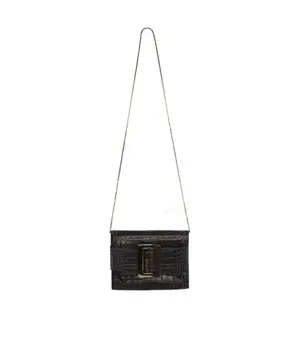 Boyy Buckle Detailed Embossed Crossbody Bag - Black