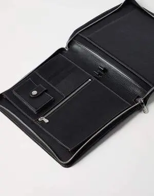 Brunello Cucinelli Logo-debossed Leather Laptop Bag