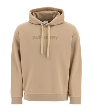 Burberry Logo Detailed Drawstring Hoodie - Nude