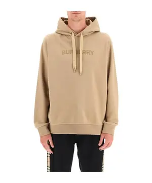 Burberry Logo Detailed Drawstring Hoodie - Nude
