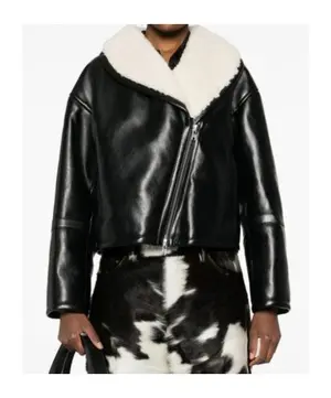 STAND STUDIO Faux-leather Biker Jacket With Shawl Collar