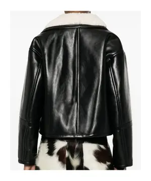 STAND STUDIO Faux-leather Biker Jacket With Shawl Collar