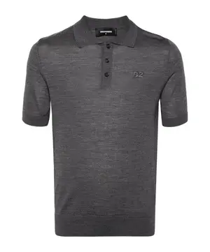 Dsquared2 Logo-embroidered Fine-knit Polo Shirt
