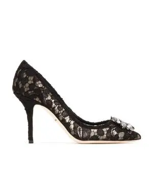 Dolce & Gabbana Taormina Lace Embellished High Heel Pumps - Black