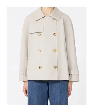 Max Mara Short Water-repellent Cotton Twill Trench Coat
