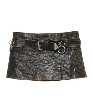 Prada Belted Leather Mini Skirt