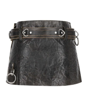 Prada Belted Leather Mini Skirt