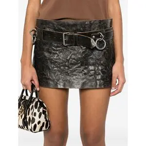 Prada Belted Leather Mini Skirt