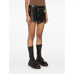 Prada Belted Leather Mini Skirt
