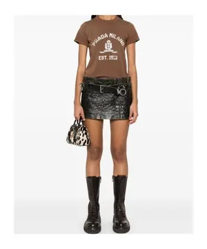 Prada Belted Leather Mini Skirt