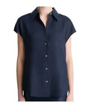 Vince Lapel Cap Sleeve Shirt
