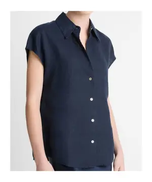 Vince Lapel Cap Sleeve Shirt
