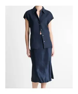 Vince Lapel Cap Sleeve Shirt
