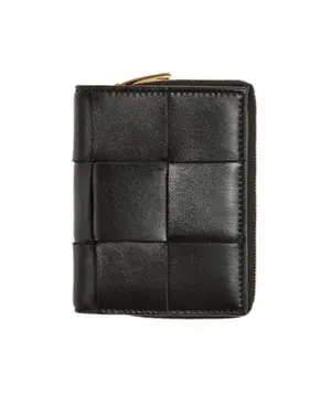Bottega Veneta Small Cassette Bi-fold Zip Wallet - Black