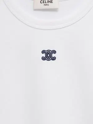 Celine Triomphe T-shirt In Ribbed Cotton Jersey